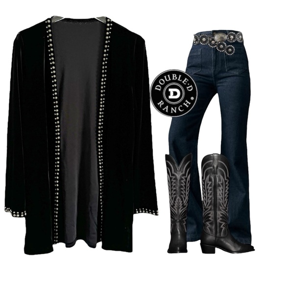 Double D Ranch | Tops | Double D Ranch Velvet Studded Western ...